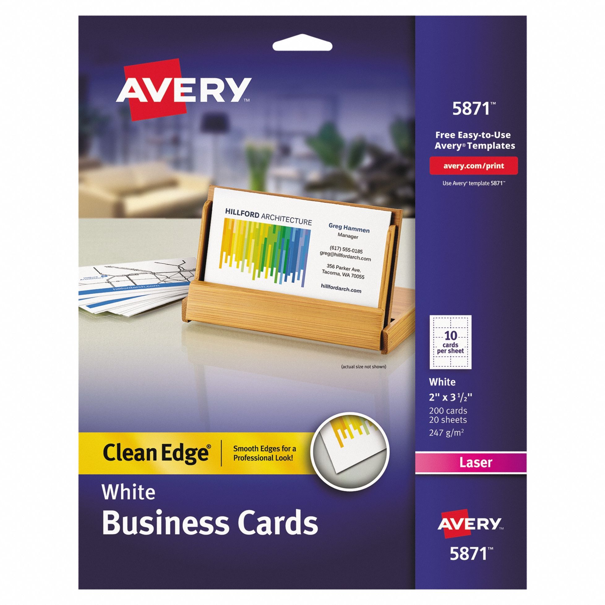 AVERY, White, Paper, Printable Business Cards - 50MV49|5871 - Grainger