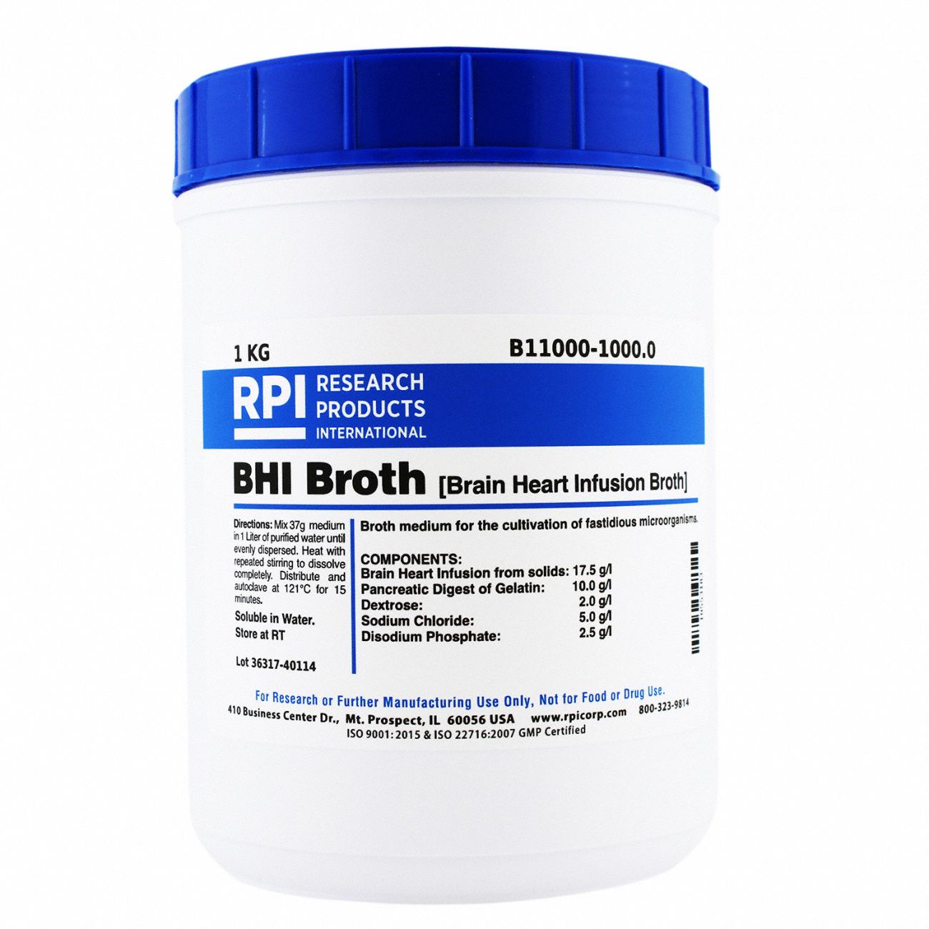 Lab, 1 kg, Brain Heart Infusion Broth - 31FW53|B11000-1000.0 - Grainger