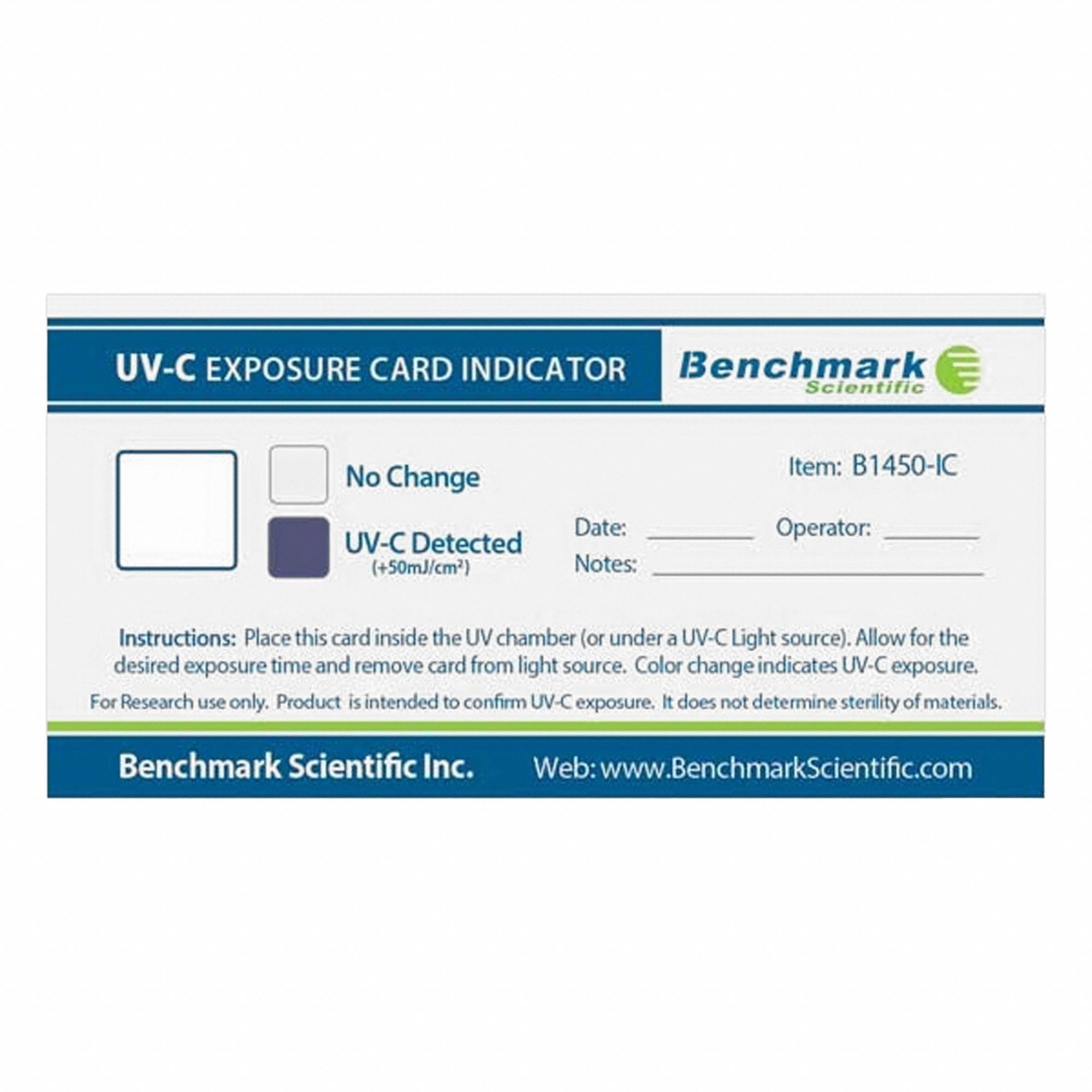 UV CLAVE, UVC Indicator Card, 3 1/2 in Overall Wd, UV-C Indicator Card ...