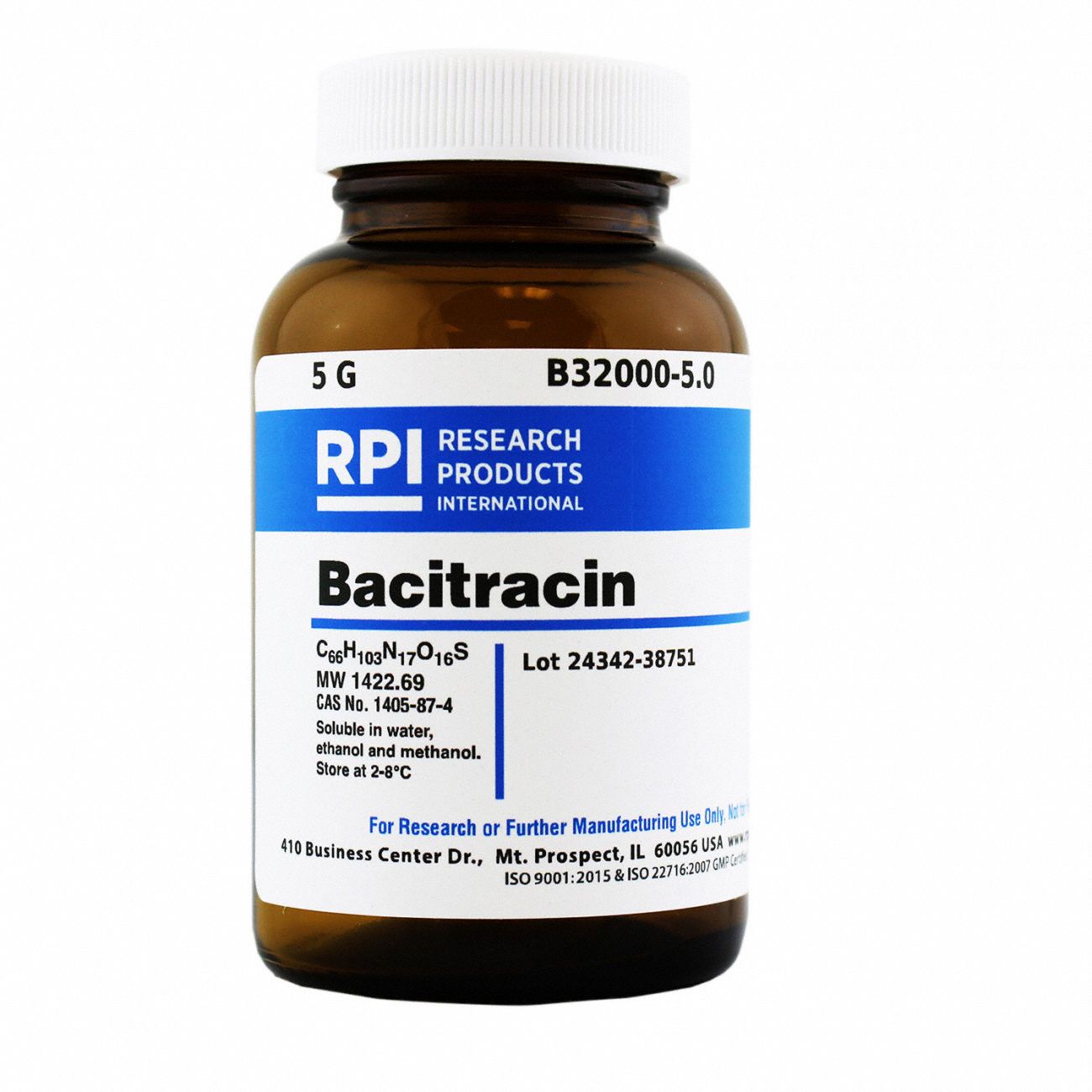 5 g, 1405-87-4, Bacitracin - 30TX33|B32000-5.0 - Grainger