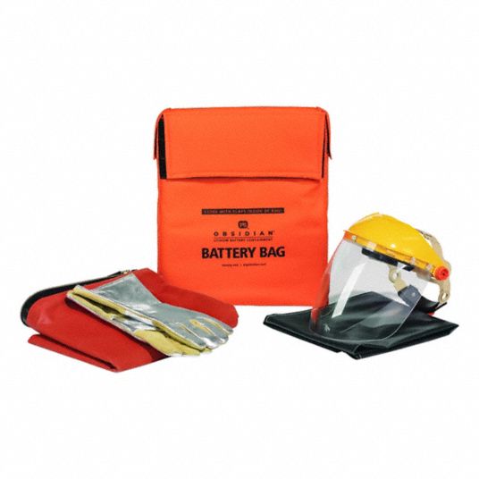 OBSIDIAN, 14 in x 16 1/2 in, Orange, Battery Containment Bag Kit ...