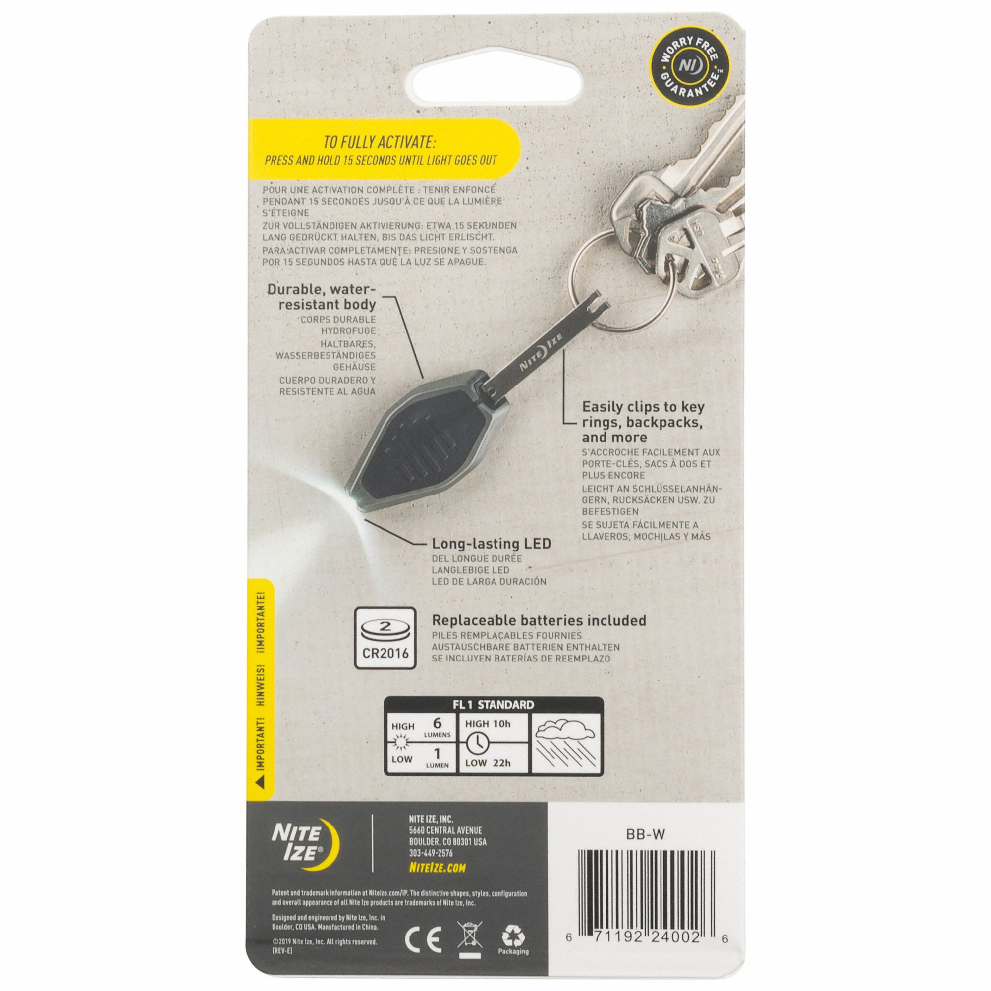 INOVA Keychain Flashlight: LED, 6 lm Max Brightness, 22 hr Run Time at ...