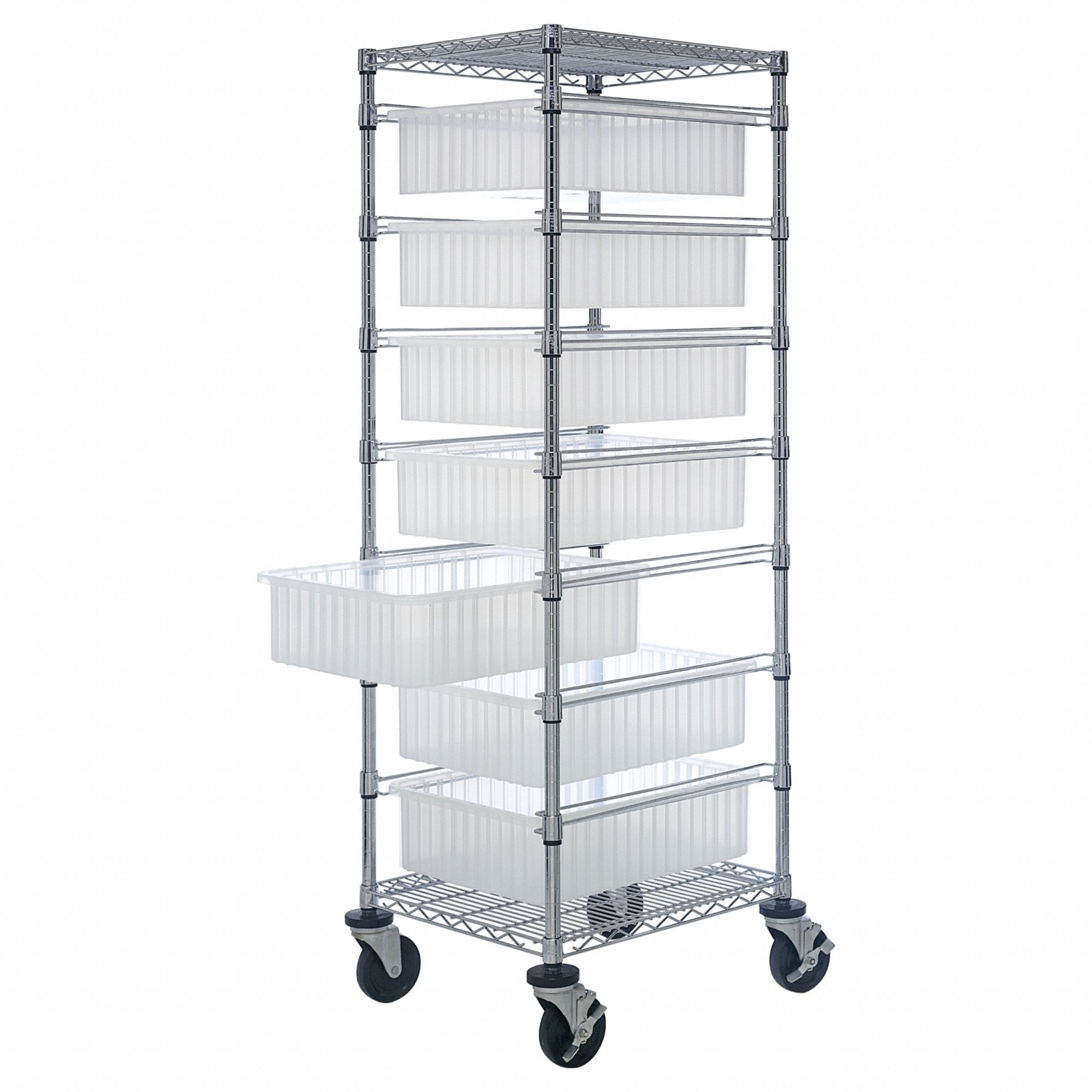 QUANTUM STORAGE SYSTEMS, 1,200 lb Load Capacity, 7 Bins/Tubs, Bin Cart ...