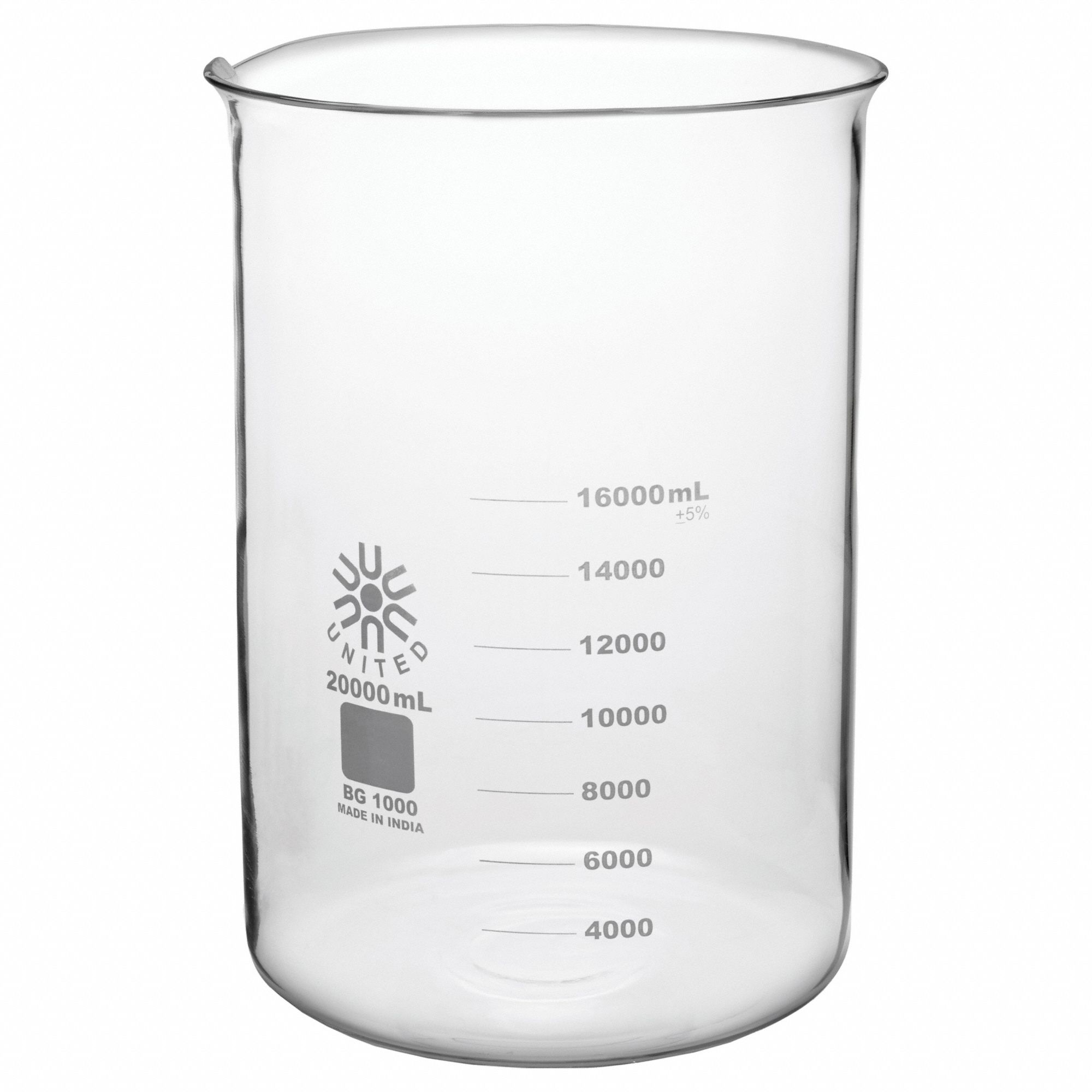 Borosilicate Glass, Low Form, Beaker - 811C88|BG1000-20000 - Grainger
