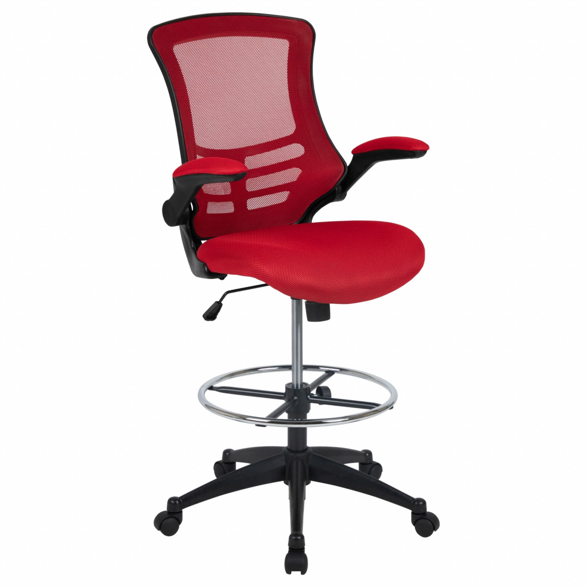 FLASH FURNITURE, Kelista, Red, Drafting Chair - 812M26|BL-X-5M-D-RED-GG ...