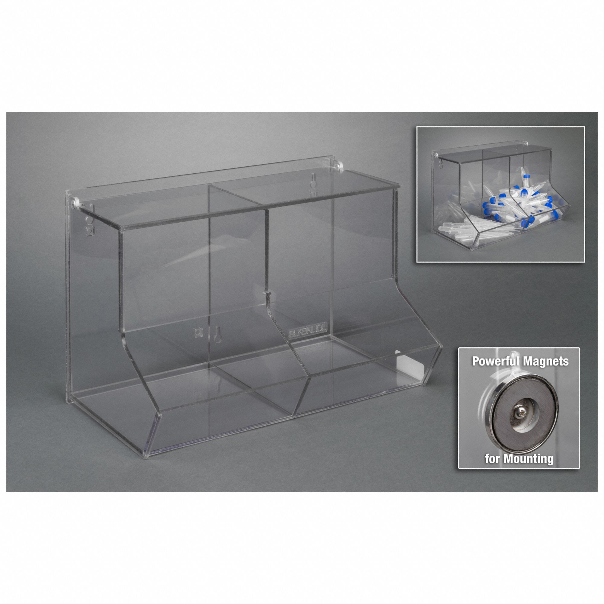 14 in Overall Wd, 8 1/2 in Overall Ht, Two Compartment Bulk Bin ...