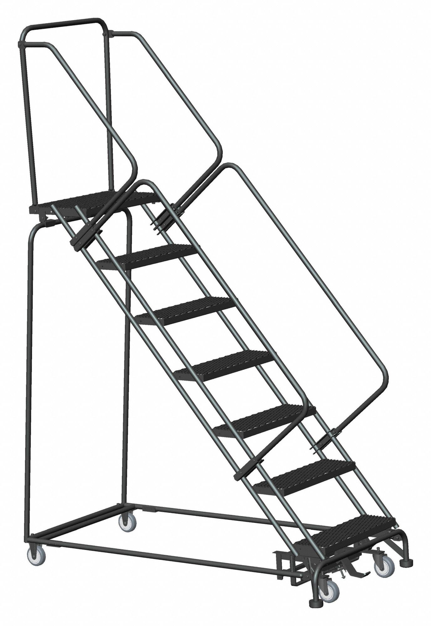 BALLYMORE LOCKSTEP ROLLING LADDER, STEEL, 70 IN PLATFORM H, NO LOCKING ...