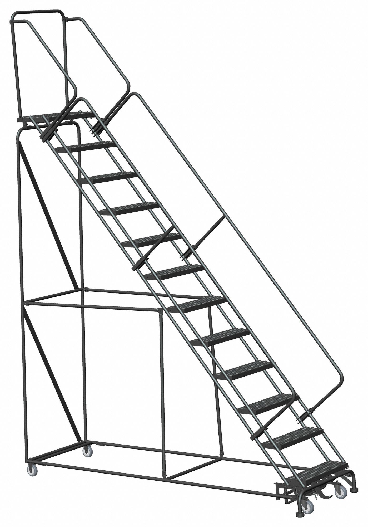 BALLYMORE SAFETY ROLLING LADDER, STEEL, 80 IN PLATFORM H, NO LOCKING ...