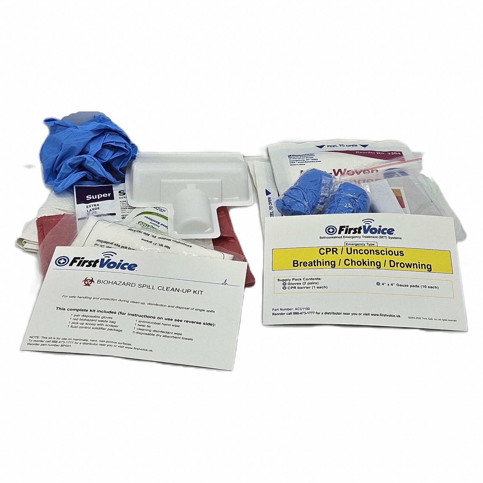 FIRST VOICE, (1) CPR Mask/(3) Pr latex-free gloves, White, Bloodborne ...