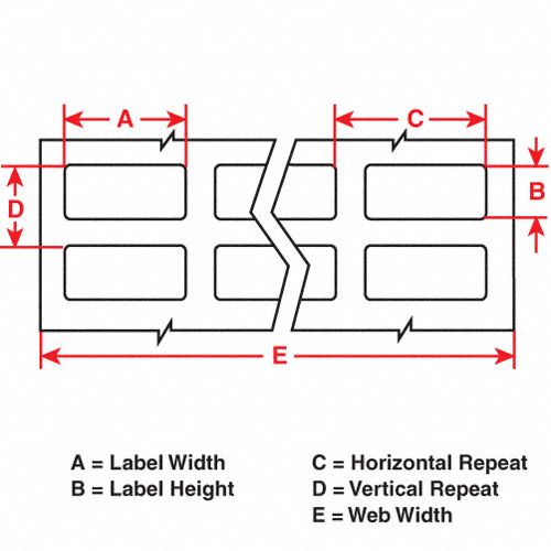 BRADY Precut Label Roll: 1/2 in x 1 in, 3 11/32 in, Polyester, White ...