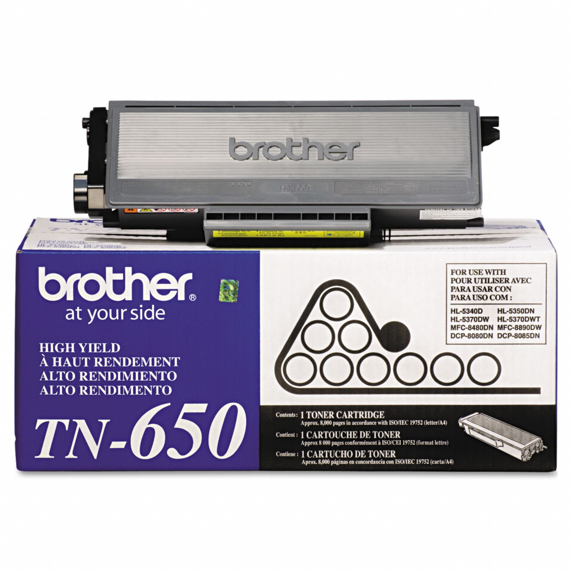 BROTHER, Black, Black, High Yield Toner Cartridge - 51UV12|TN650 - Grainger