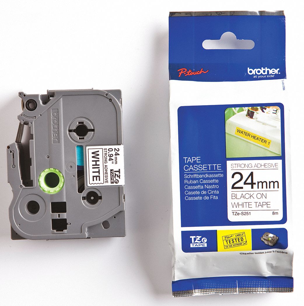 BROTHER LABEL TAPE, LAMINATED, 24 MM, BLACK ON WHITE - Wire Marking ...