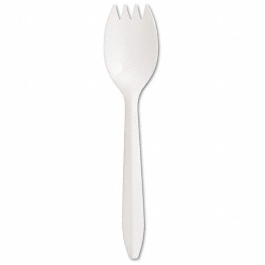 White, Medium-Wt, Disposable Spork - 485V86|V01790 - Grainger