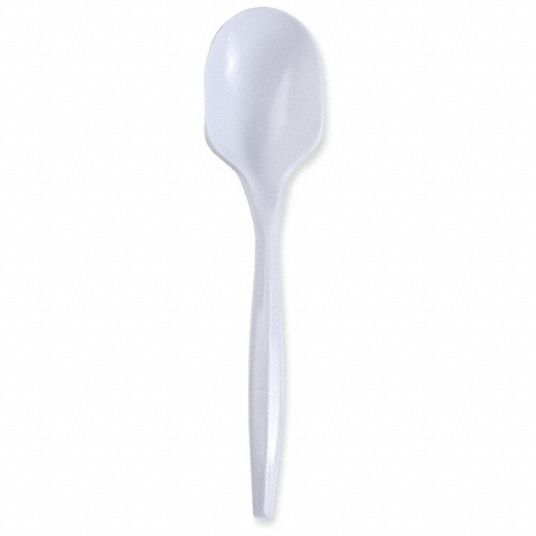 White, Medium-Wt, Disposable Soup Spoon - 485V90|V01799 - Grainger