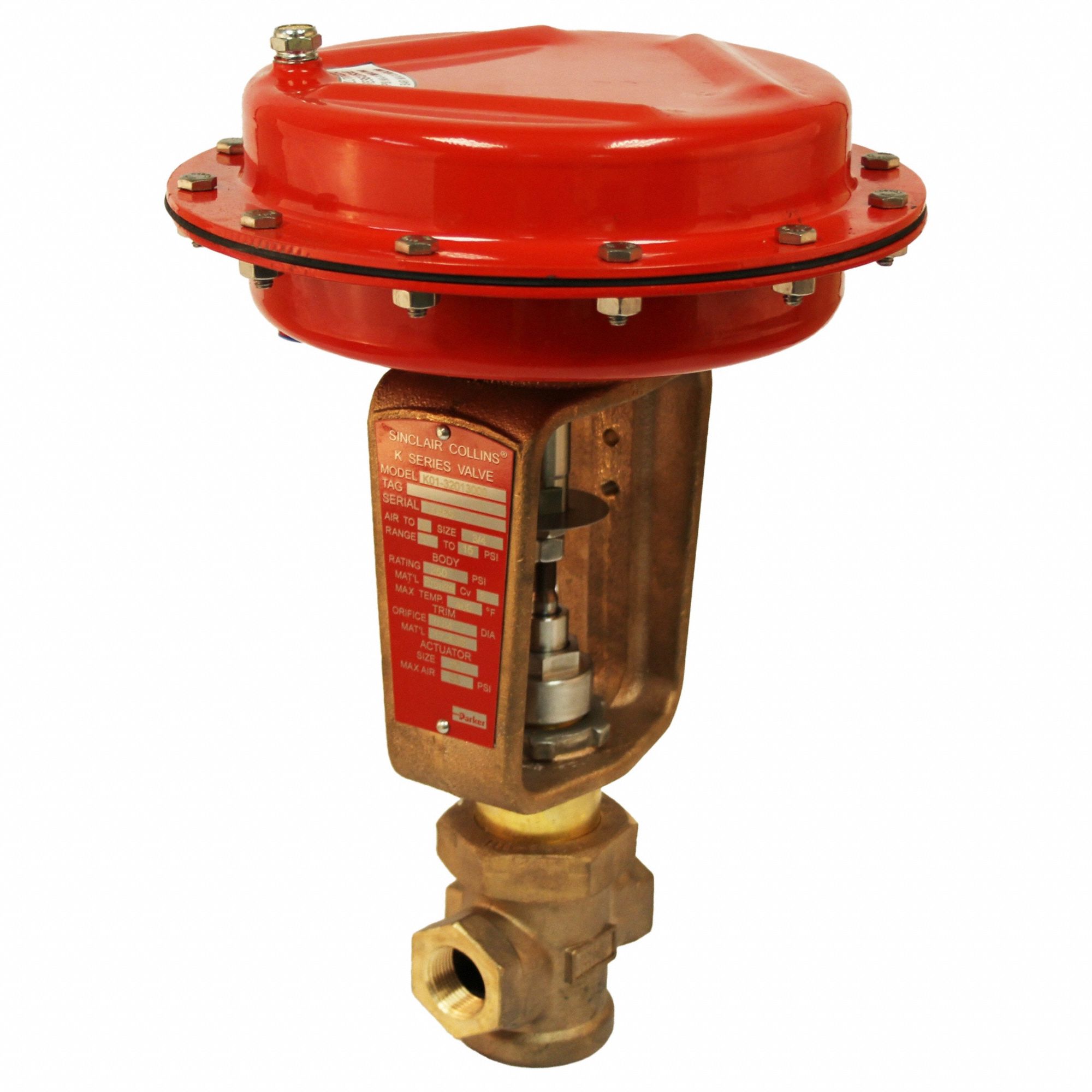PARKER, Bronze, 1 in Pipe Size, Pneumatic Globe Control Valve - 426J45 ...