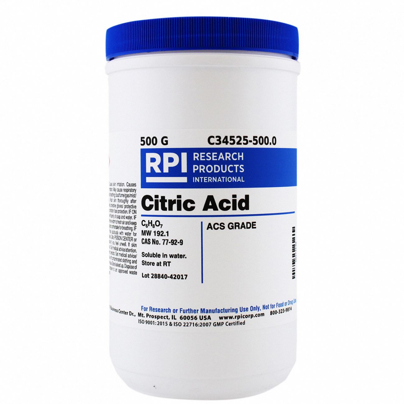 ACS, 500 g, Citric Acid - 30UD29|C34525-500.0 - Grainger