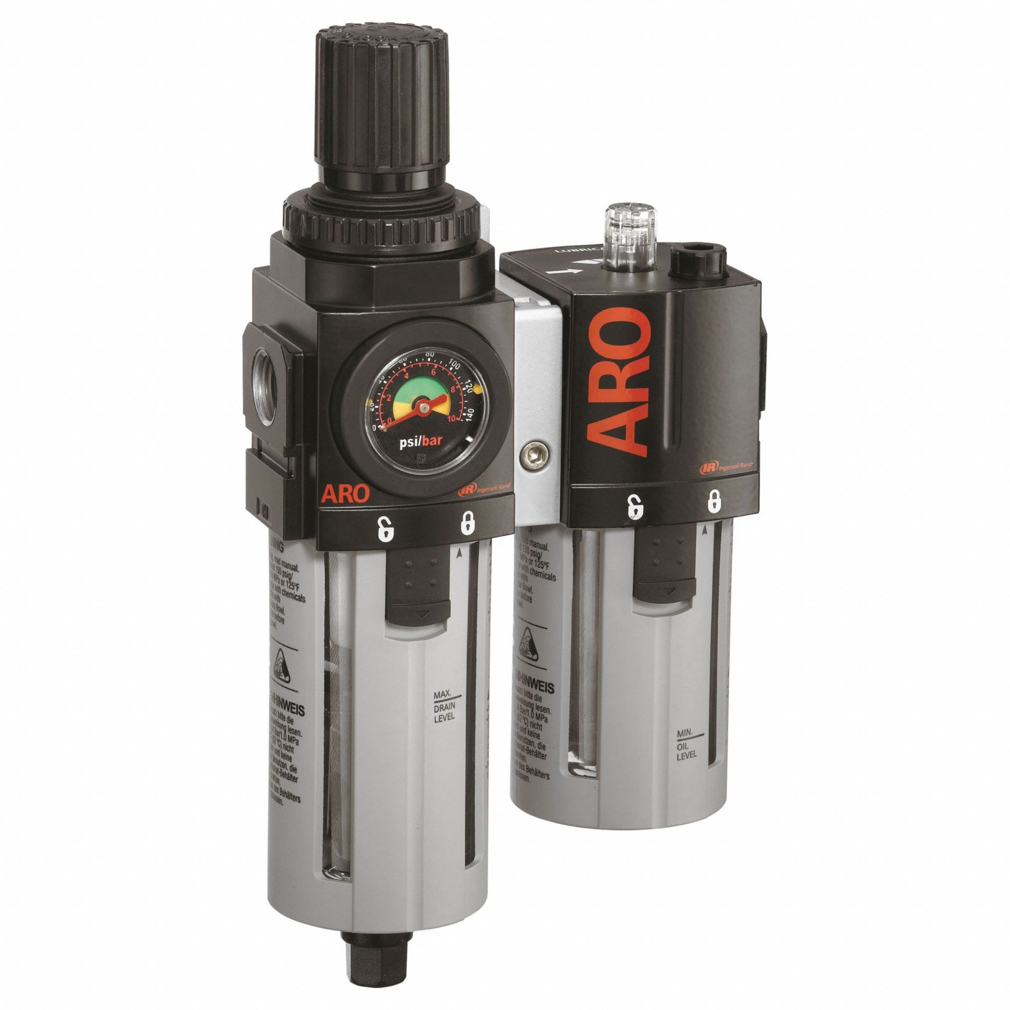 ARO, 1/2 in NPT, 172 scfm, Filter/Regulator/Lubricator - 341ZP7|C38341 ...