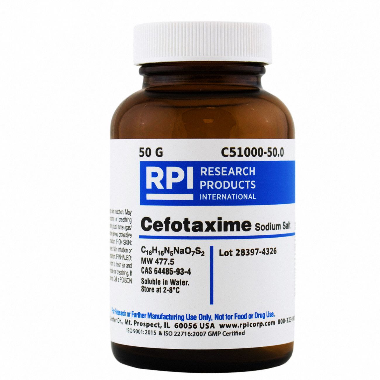 50 g, 64485-93-4, Cefotaxime, Sodium Salt - 30TX68|C51000-50.0 - Grainger