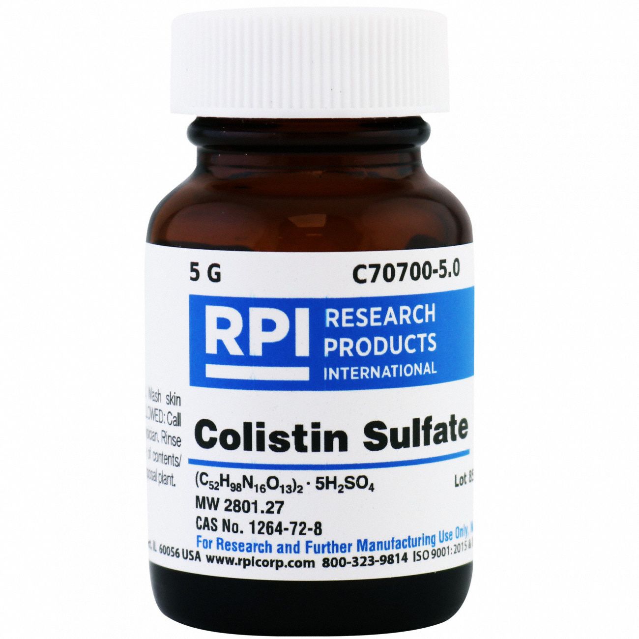 5 g, 1264-72-8, Colistin Sulfate - 30TX84|C70700-5.0 - Grainger