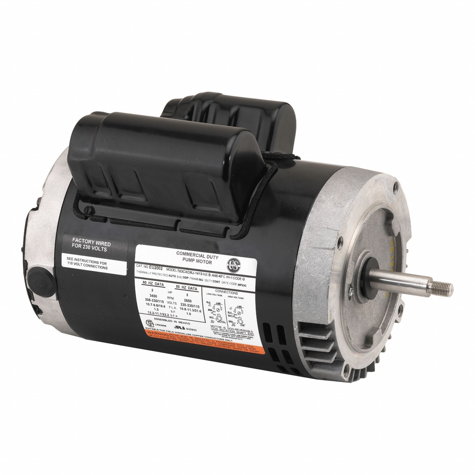 U.S. MOTORS, Open Dripproof, Face Mounting, Pump Motor - 56JA13|EU2002 ...