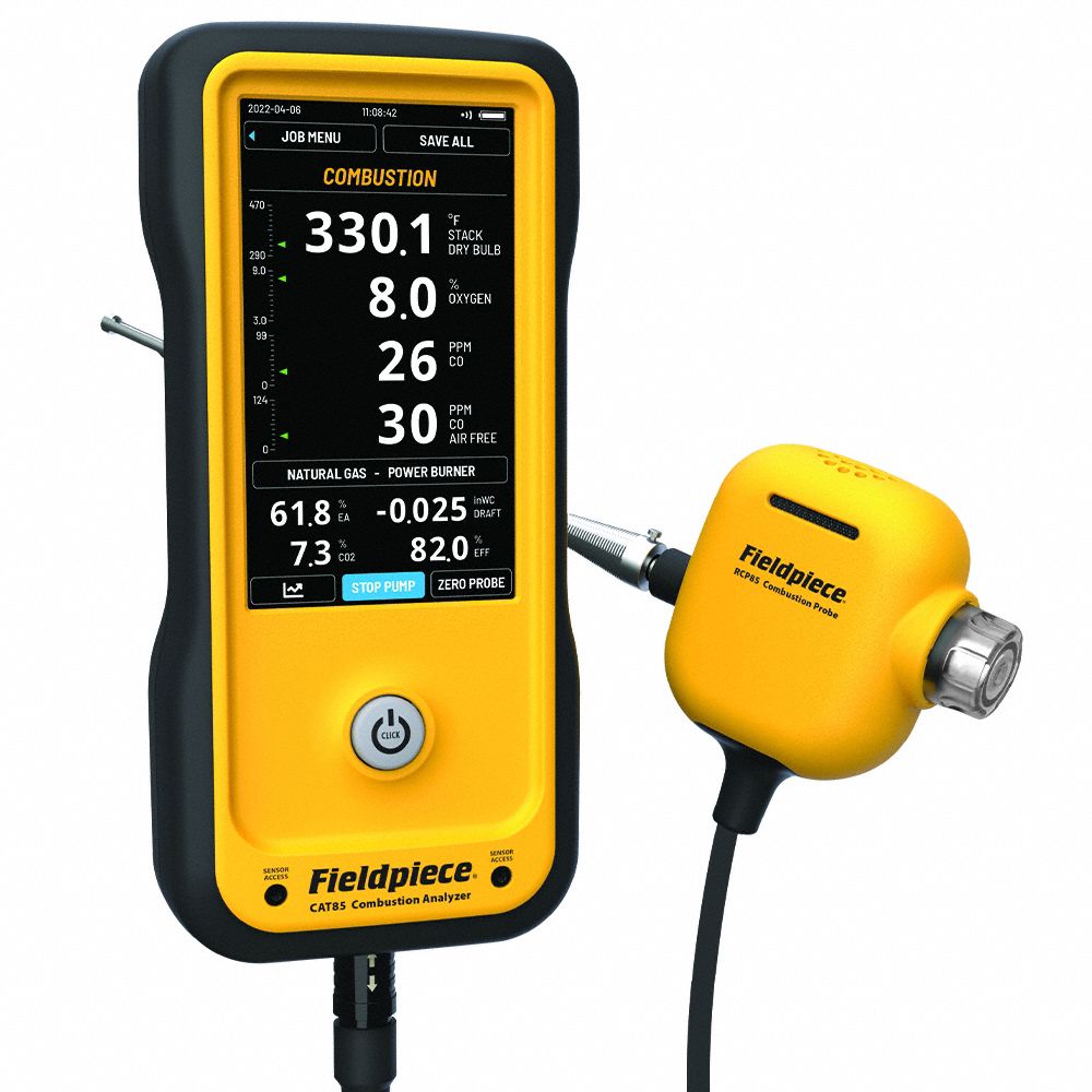 FIELDPIECE, Carrying Case/Cone/Filter/Probe/USB Cable, 0 ppm to 4,000 ...