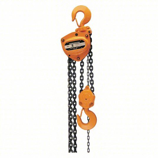 HARRINGTON, Hook Mounted - No Trolley, 10,000 lb Lifting Capacity, Manual Chain Hoist - 809UL2 ...