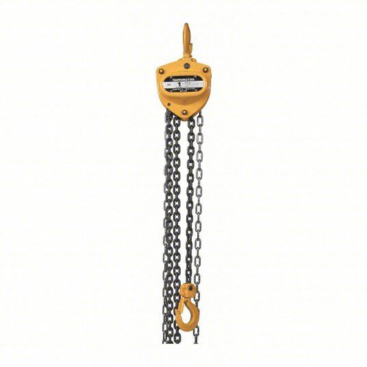 HARRINGTON, Hook Mounted - No Trolley, 2,000 lb Lifting Capacity, Manual Chain Hoist - 809UJ8 ...