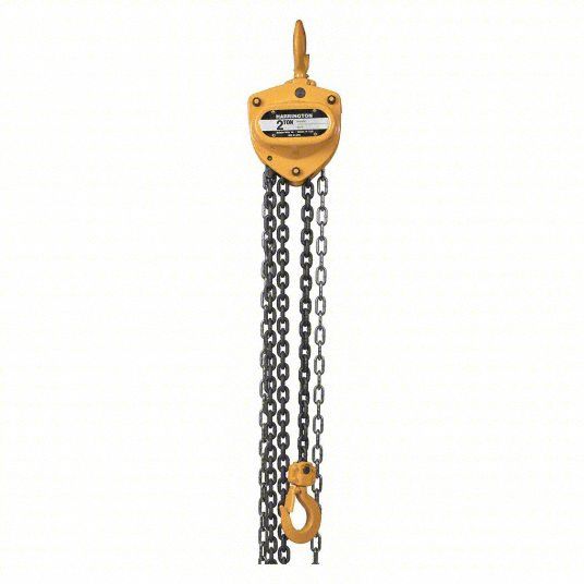 HARRINGTON, Hook Mounted - No Trolley, 4,000 lb Lifting Capacity, Manual Chain Hoist - 809UK3 ...