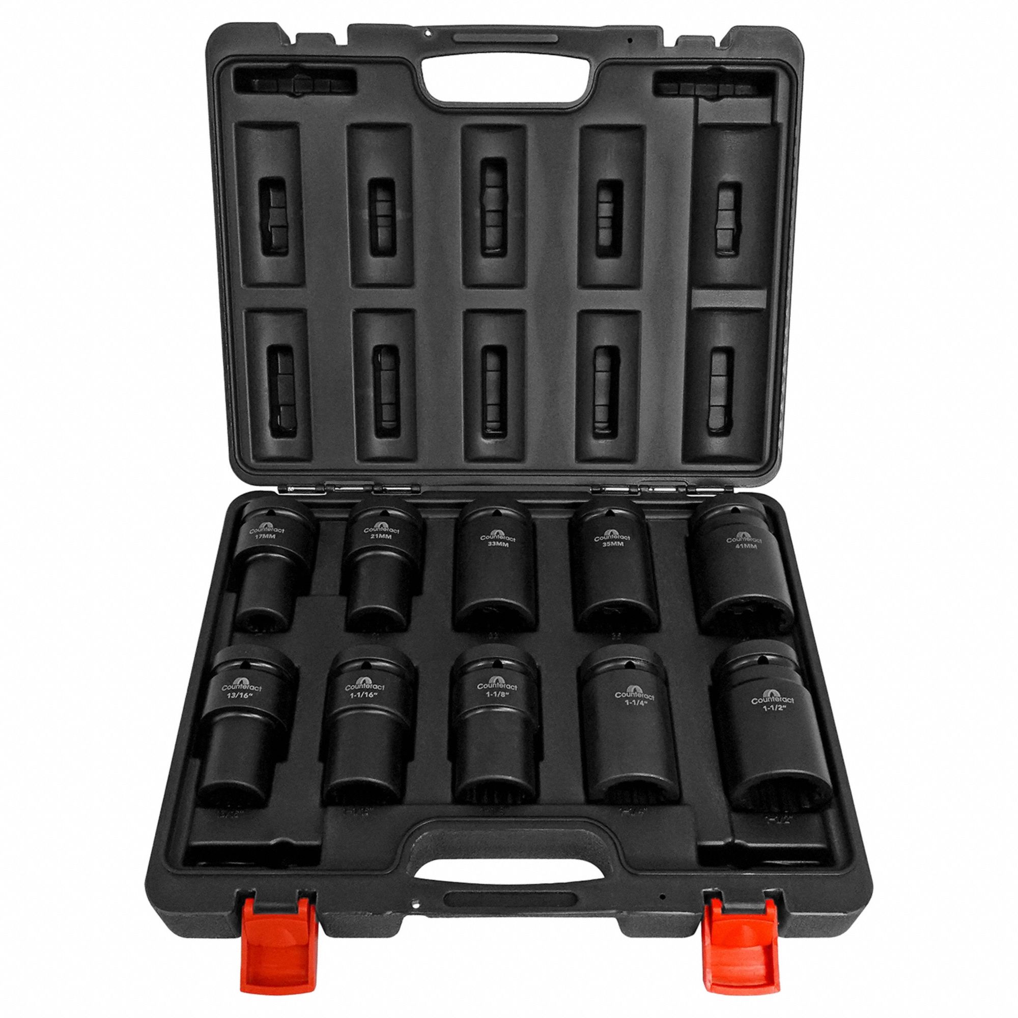 COUNTERACT, 1 in Drive Size, 10 Pieces, Commercial Socket Set - 820EX3 ...