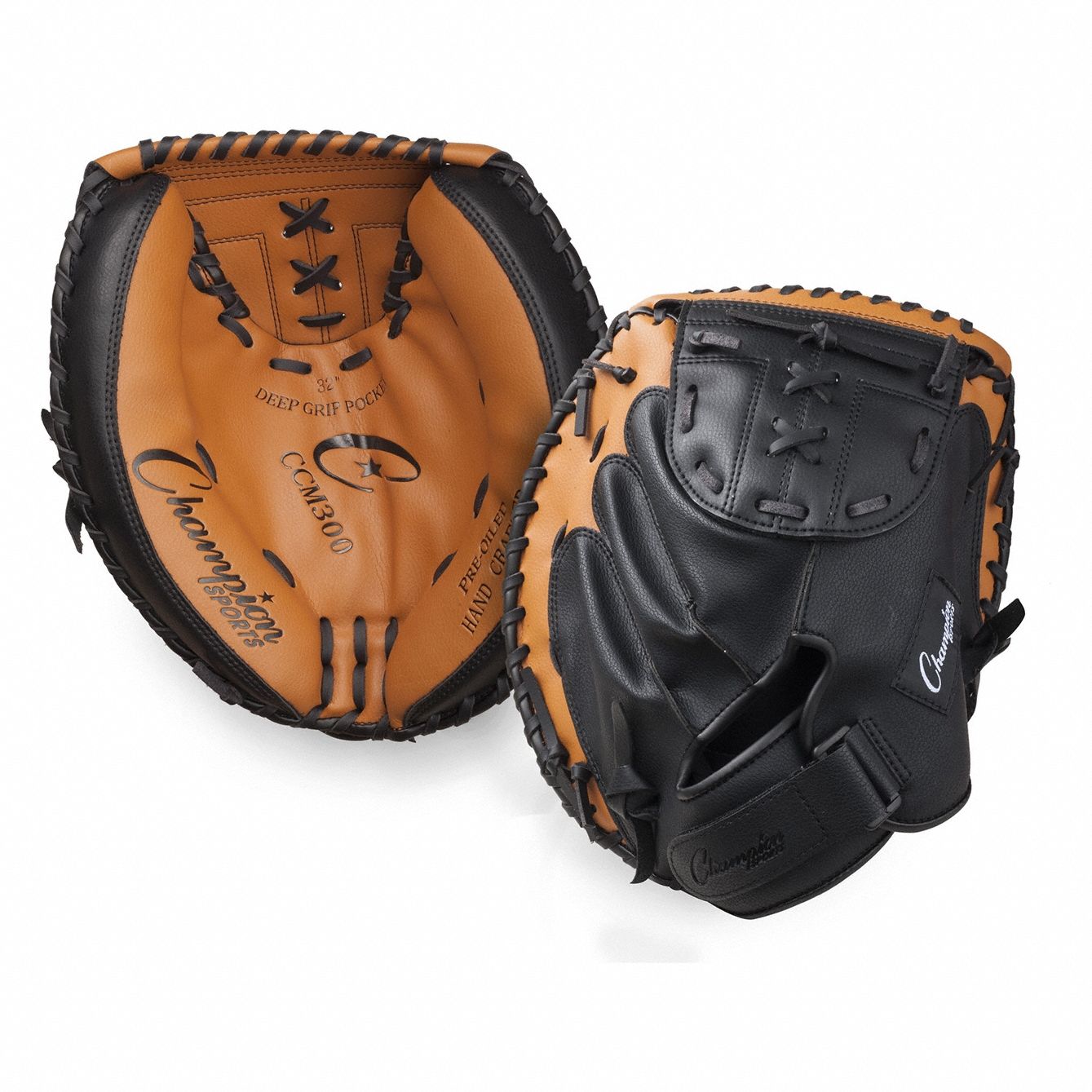 CHAMPION SPORTS, Black/Brown, 32 in Circumference, Catcher's Mitt ...