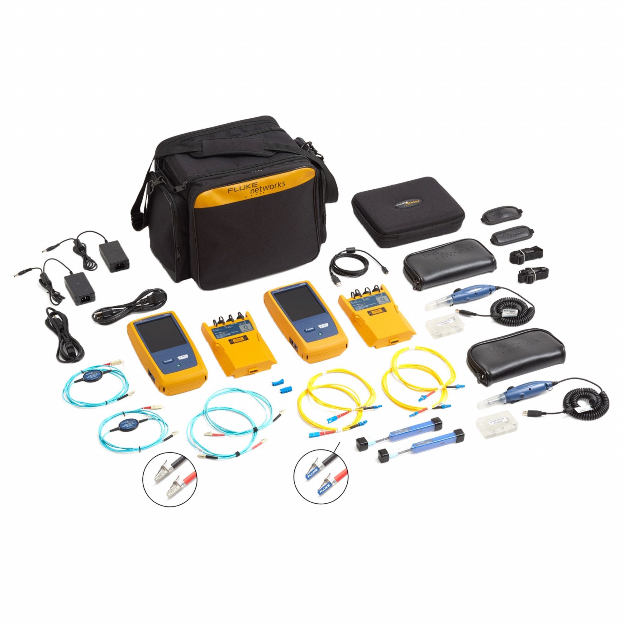 FLUKE NETWORKS, Fiber Optic Cable Testing Kit, LC, Optical Loss Test ...