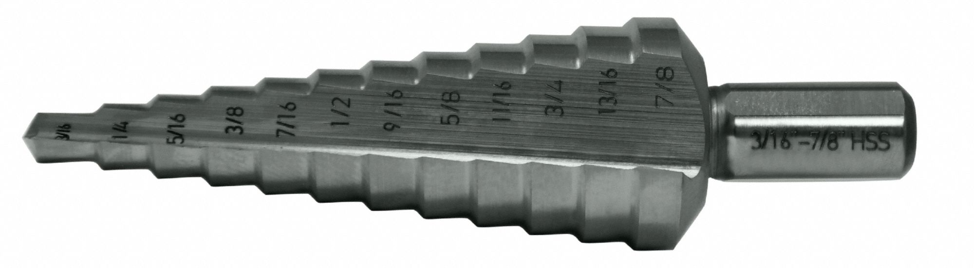 Step Drill,1/8-1/2 x 1/32 - Grainger