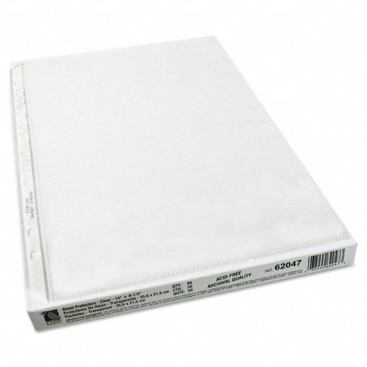 C-LINE, 0 Tabs, 8 1/2 in Overall Wd, Sheet Protector - 51VE64|62047 ...