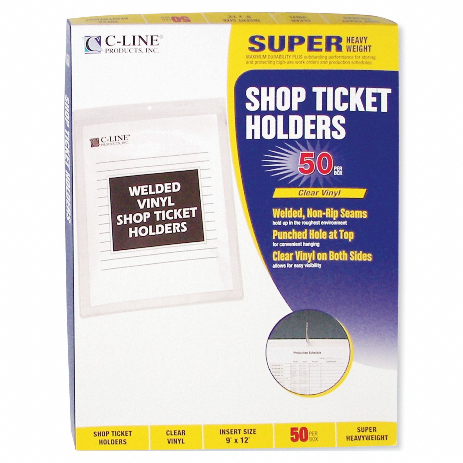 C-LINE, Vinyl, Punched Hole, Shop Ticket Holder - 51VE96|80912 - Grainger