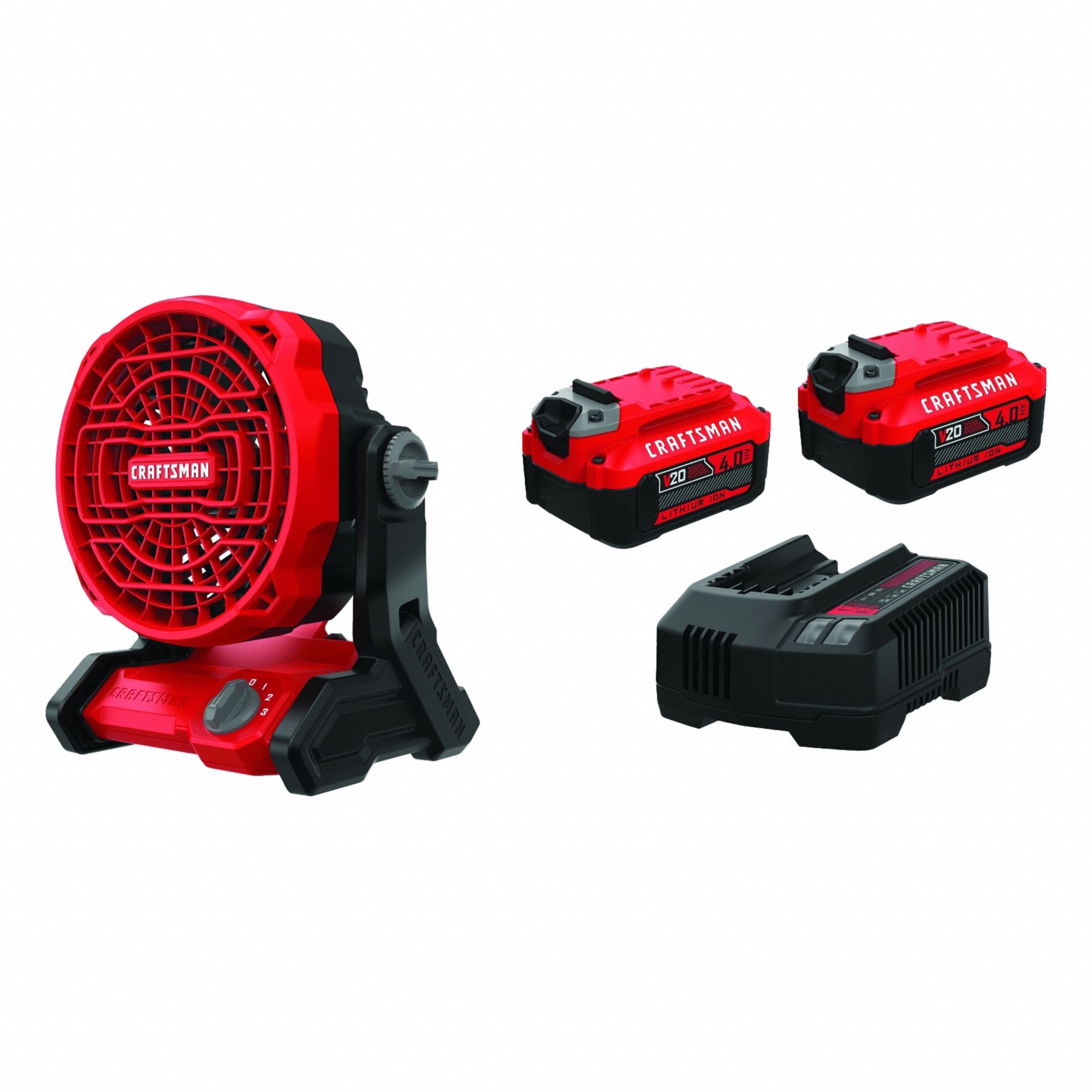CRAFTSMAN, 20V MAX*, 8 in Blade Dia., Jobsite Fan Kit - 447CH9|CMCE001B ...