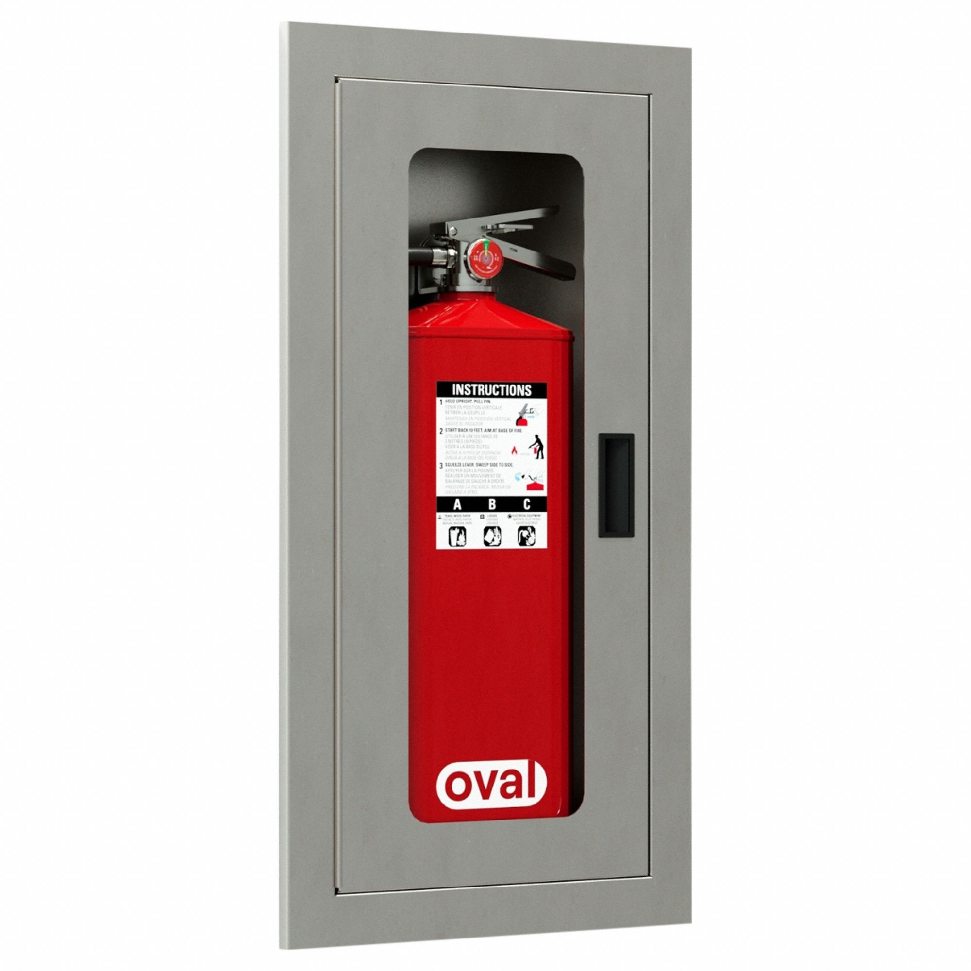 OVAL, For 10 lb Tank Wt, Recessed, Fire Extinguisher Cabinet - 807AJ9 ...