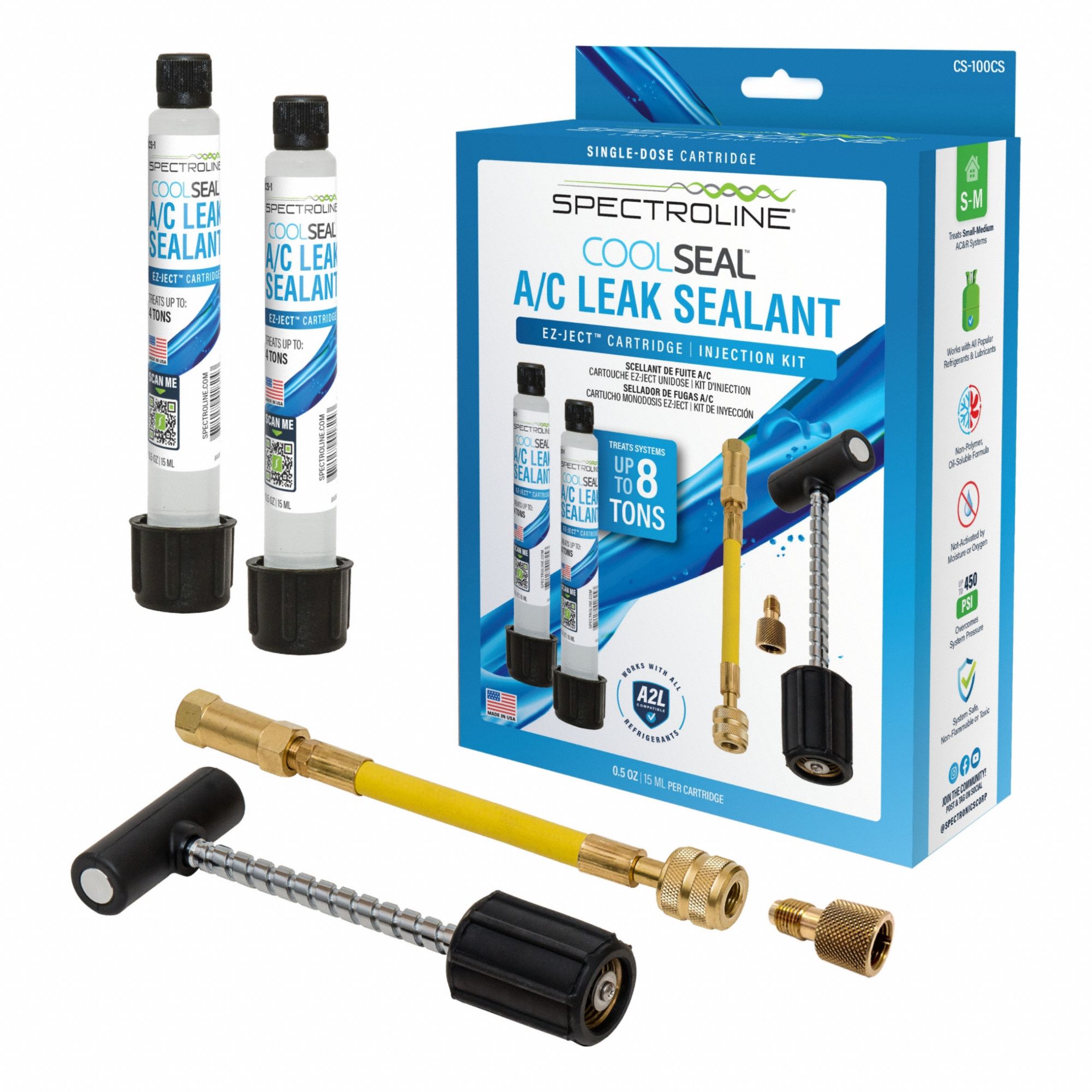 SPECTROLINE, 0.5 oz, Cartridge, Refrigerant Leak Sealant - 34GR08|CS ...