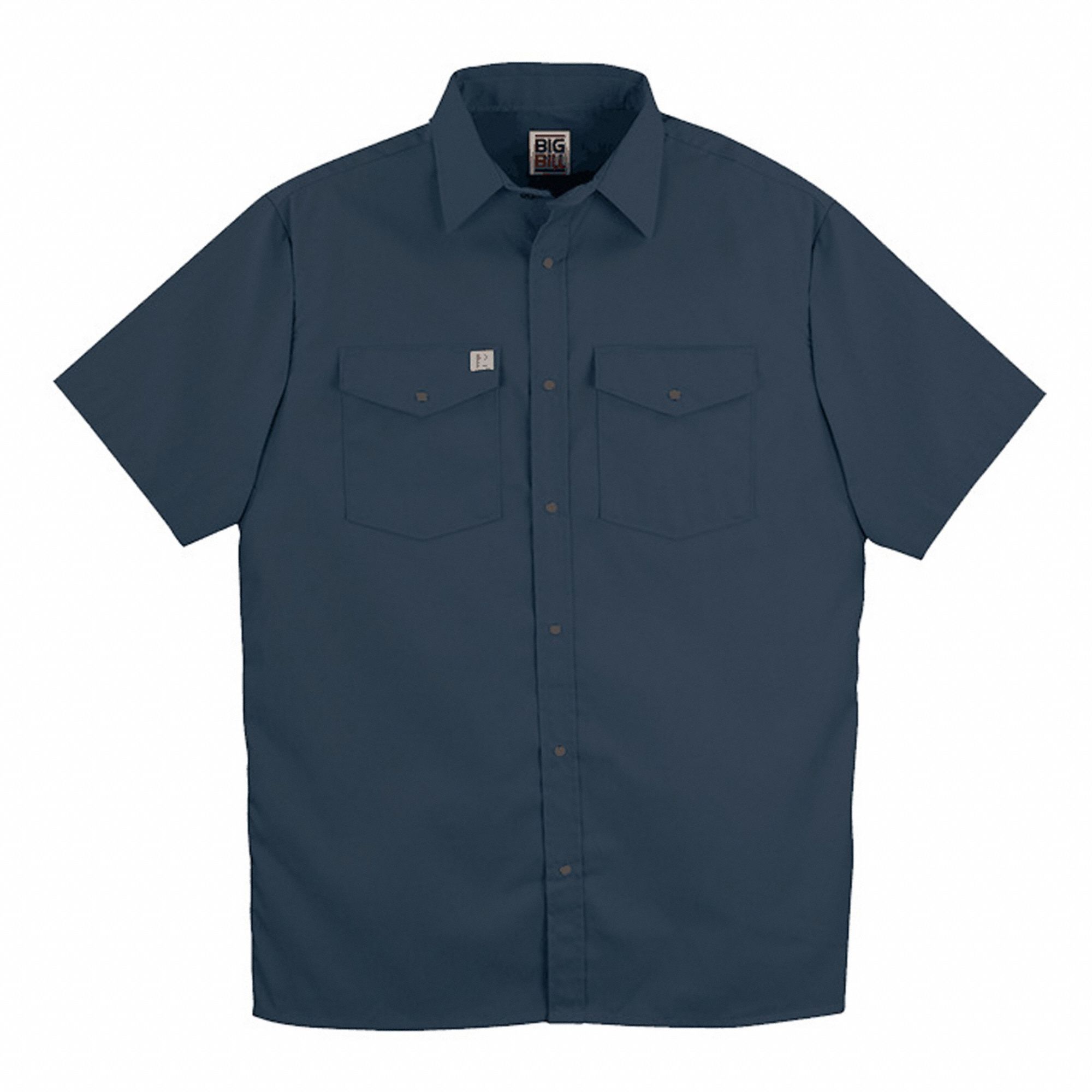 BIG BILL SHORT SLEEVE WORK SHIRT,MENS,NAVY,SZ L - Arc Flash & Flame ...