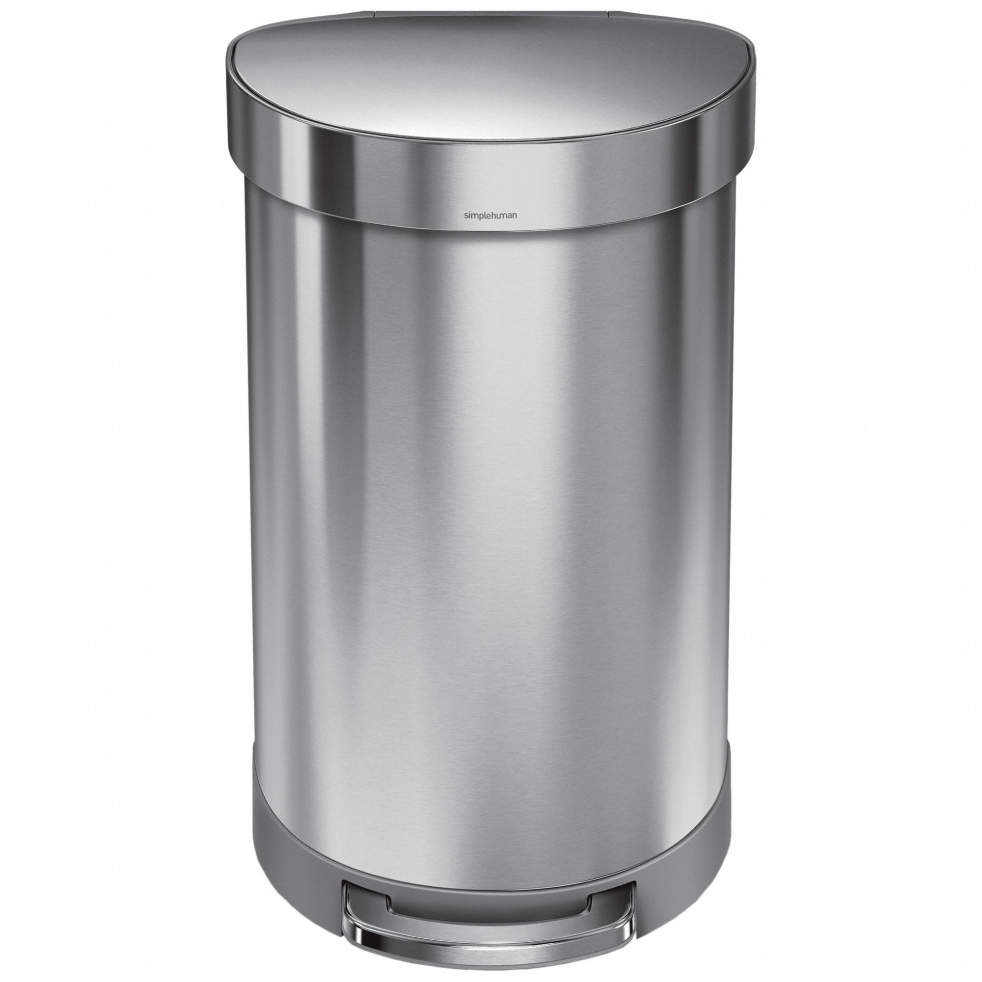SIMPLEHUMAN, Stainless Steel, 12 gal Capacity, Step-On Trash Container ...