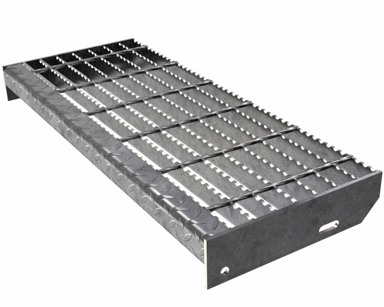 Serrated, Galvanized, Carbon Steel Stair Tread,10 15/16" x 30" - 812J59 ...