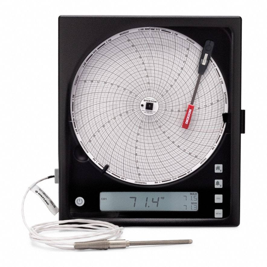 DICKSON, Circular Chart Recorders, Temp°C/Temp°F, Circular Chart ...