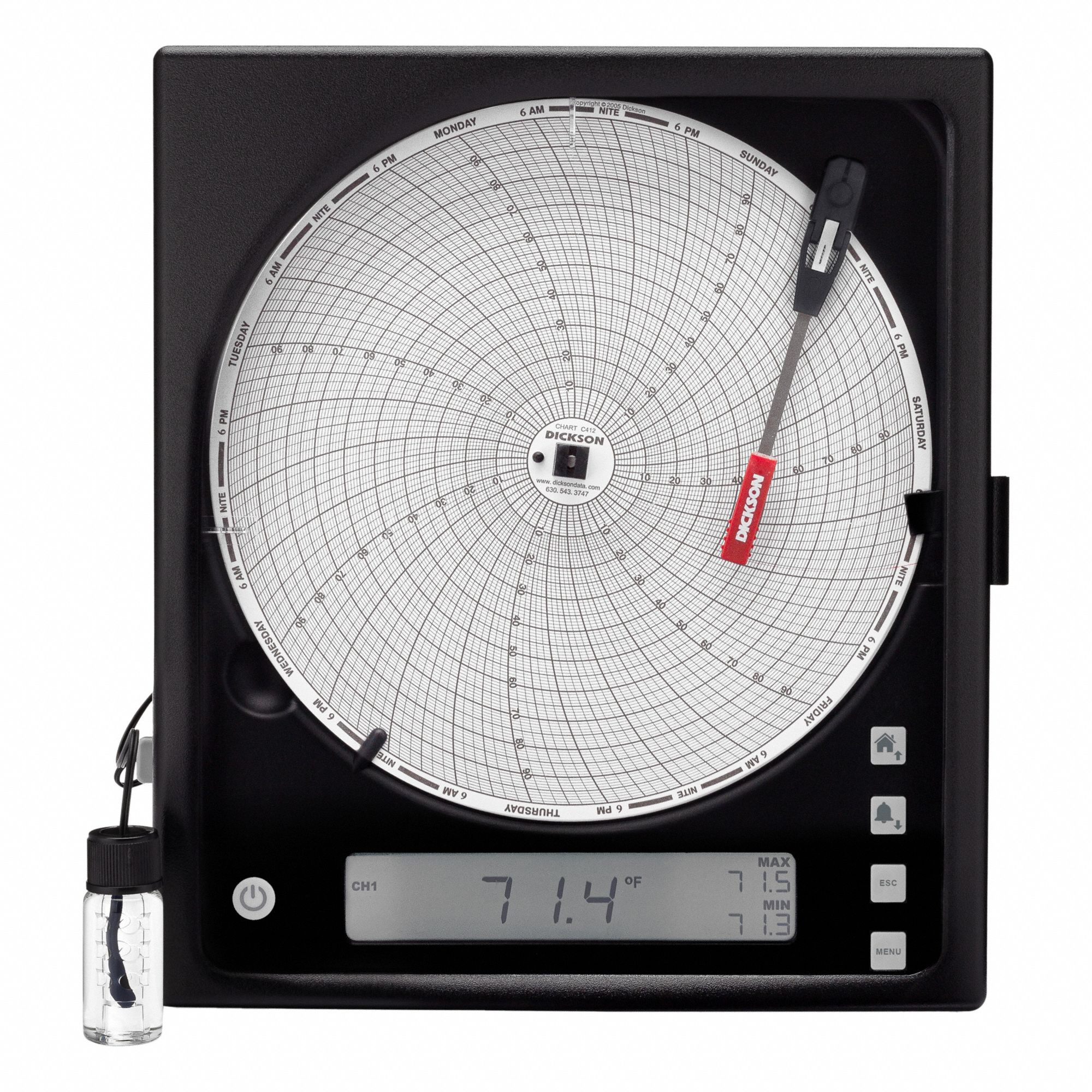 DICKSON, Circular Chart Recorders, Temp°C/Temp°F, Circular Chart ...