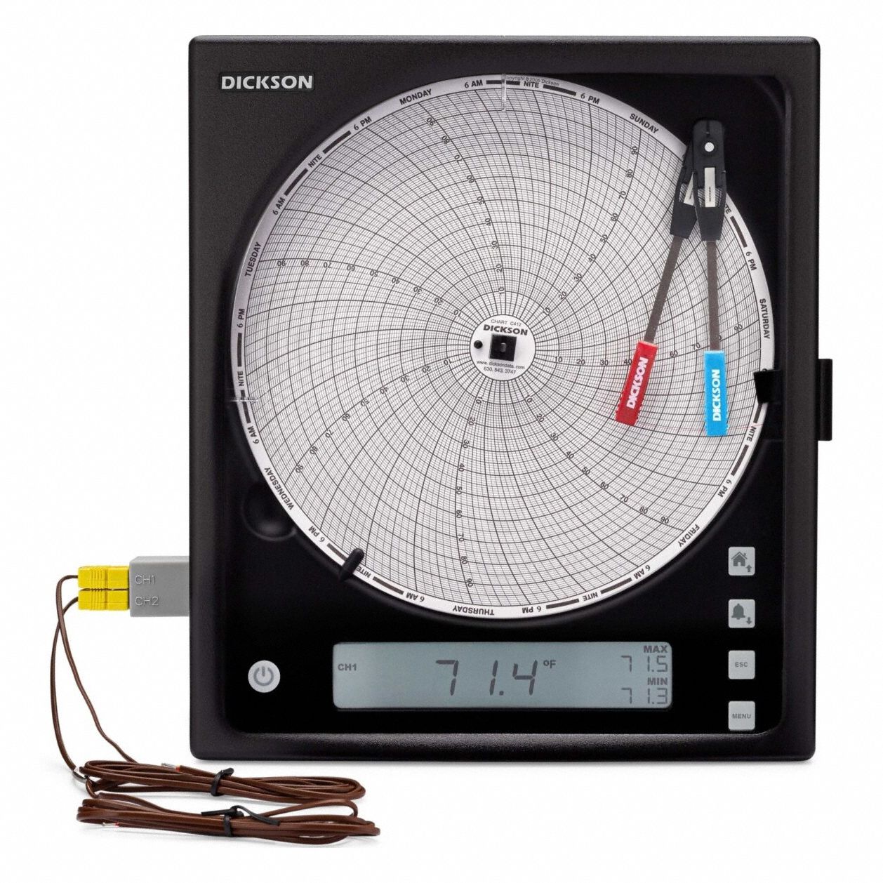 DICKSON, Circular Chart Recorders, Temp°C/Temp°F, Circular Chart ...