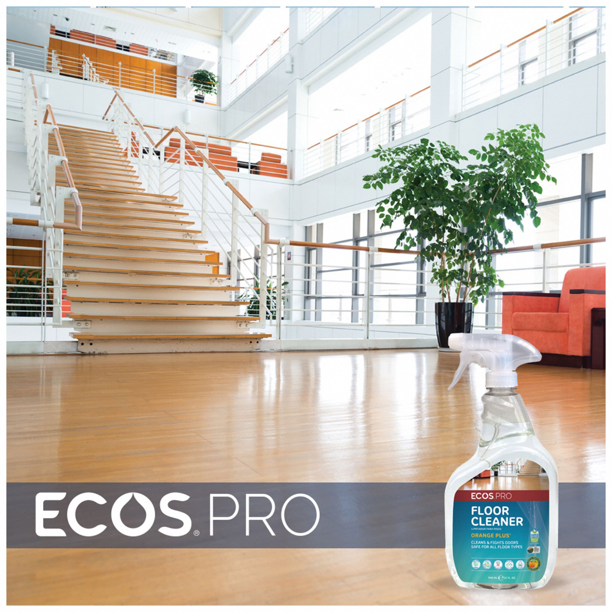 ECOS PRO Floor Cleaner: Trigger Spray Bottle, 32 oz Container Size ...