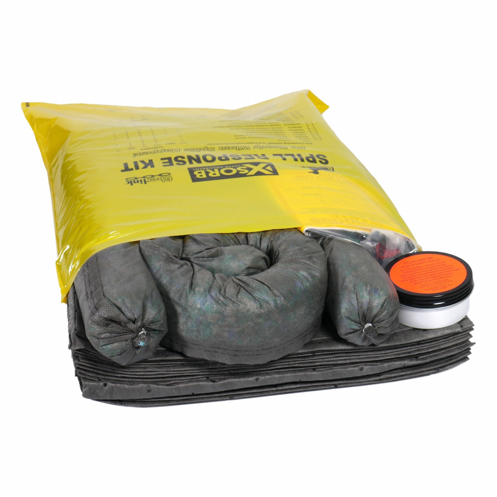 SPILL HERO, 9 gal Volume Absorbed Per Kit, 6 7/8 gal Bag, Spill Kit ...