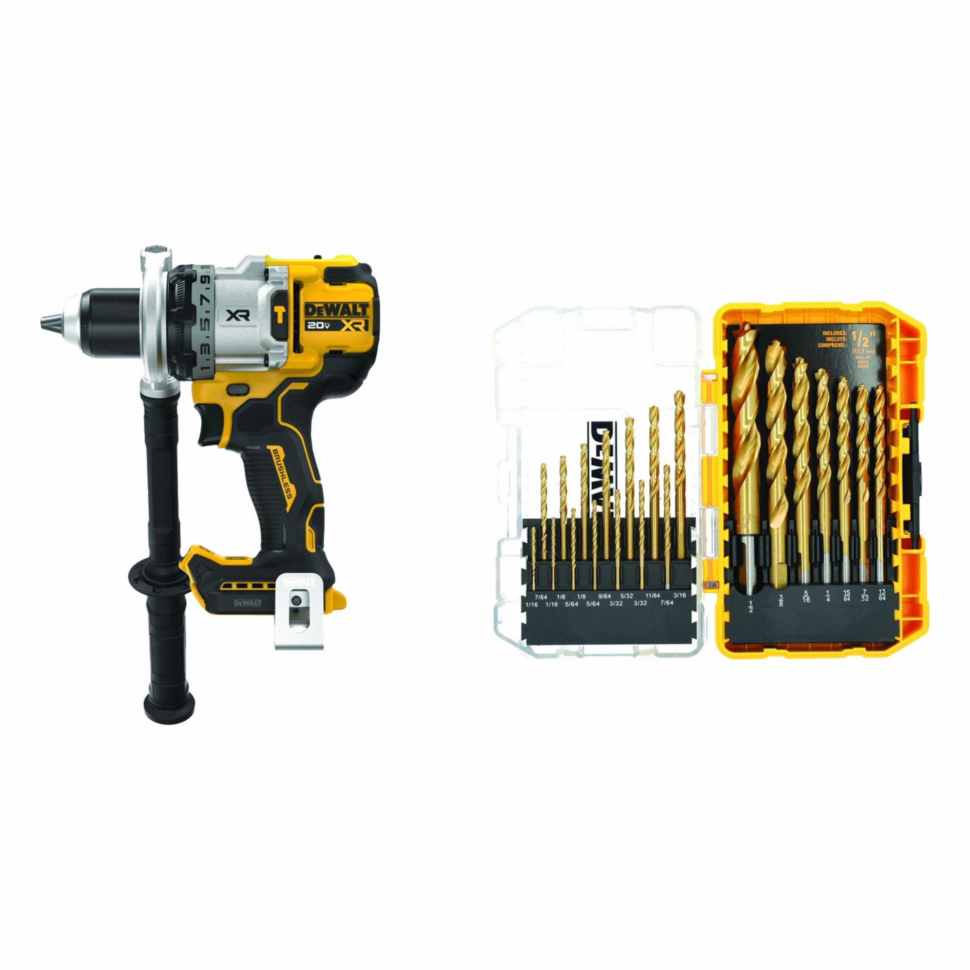 DEWALT, 20V DC, Premium, Hammer Drill Kit - 447AZ8|DCD1007B/DW1361 ...