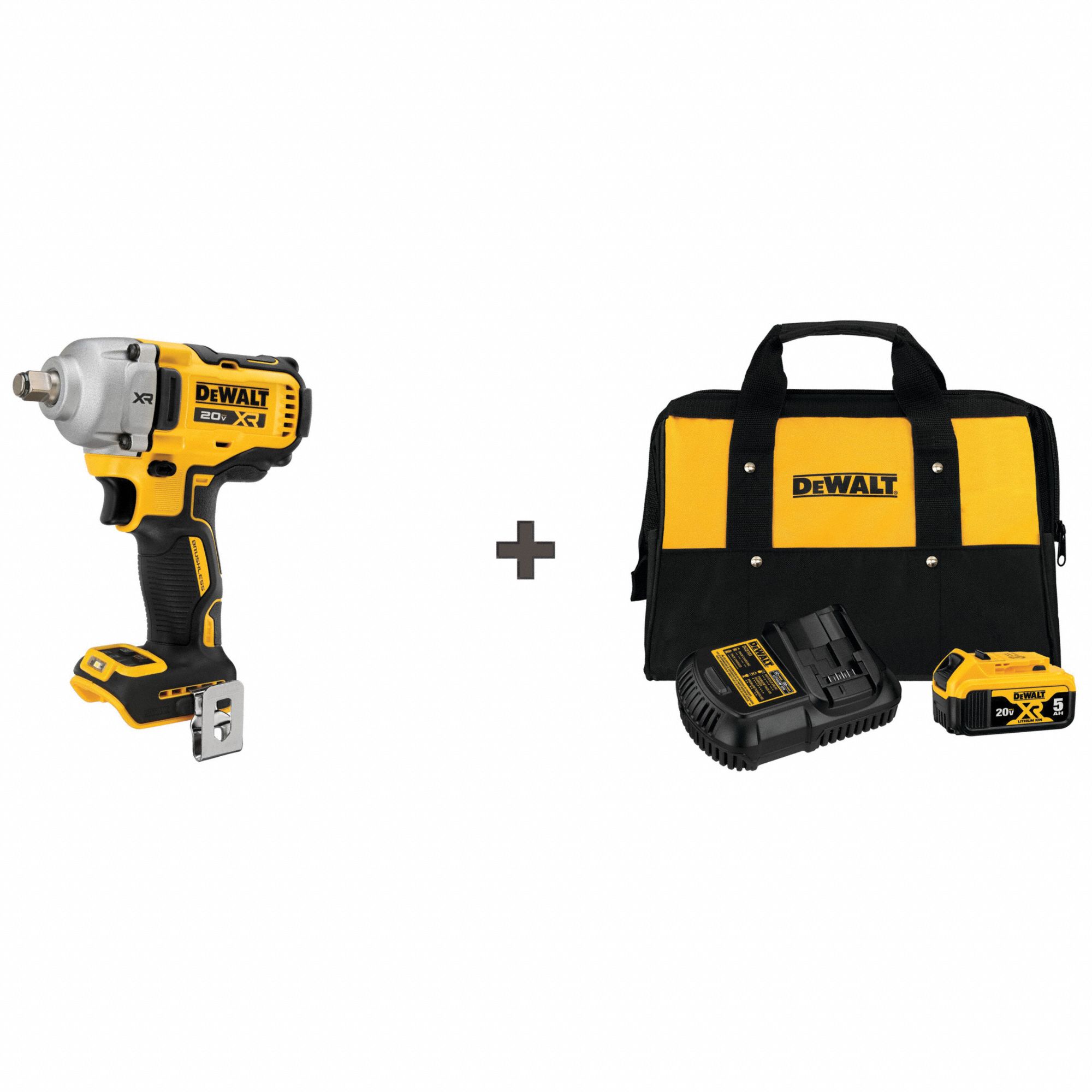 DEWALT, 1/2 in Drive Size, 600 ft-lb Fastening Torque, Impact Wrench ...