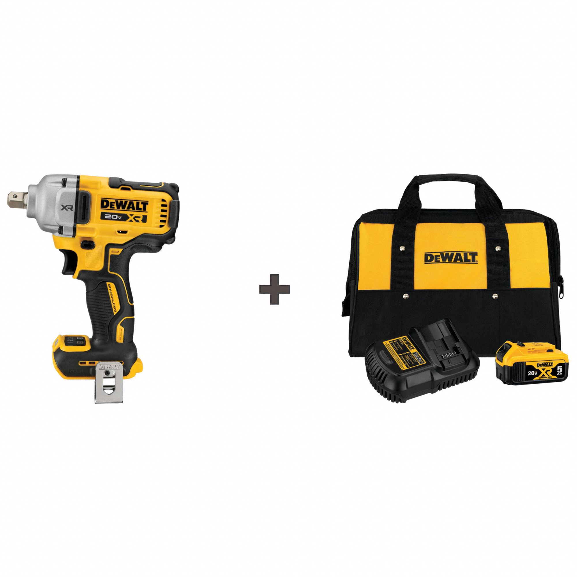 DEWALT, 1/2 in Drive Size, 600 ft-lb Fastening Torque, Impact Wrench ...