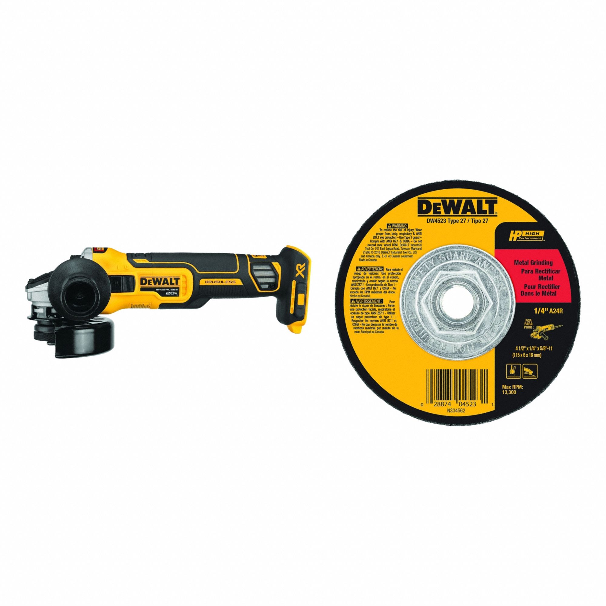 4 1/2 in Wheel Dia, Brushless Motor, Angle Grinder and Wheel - 447CA1 ...