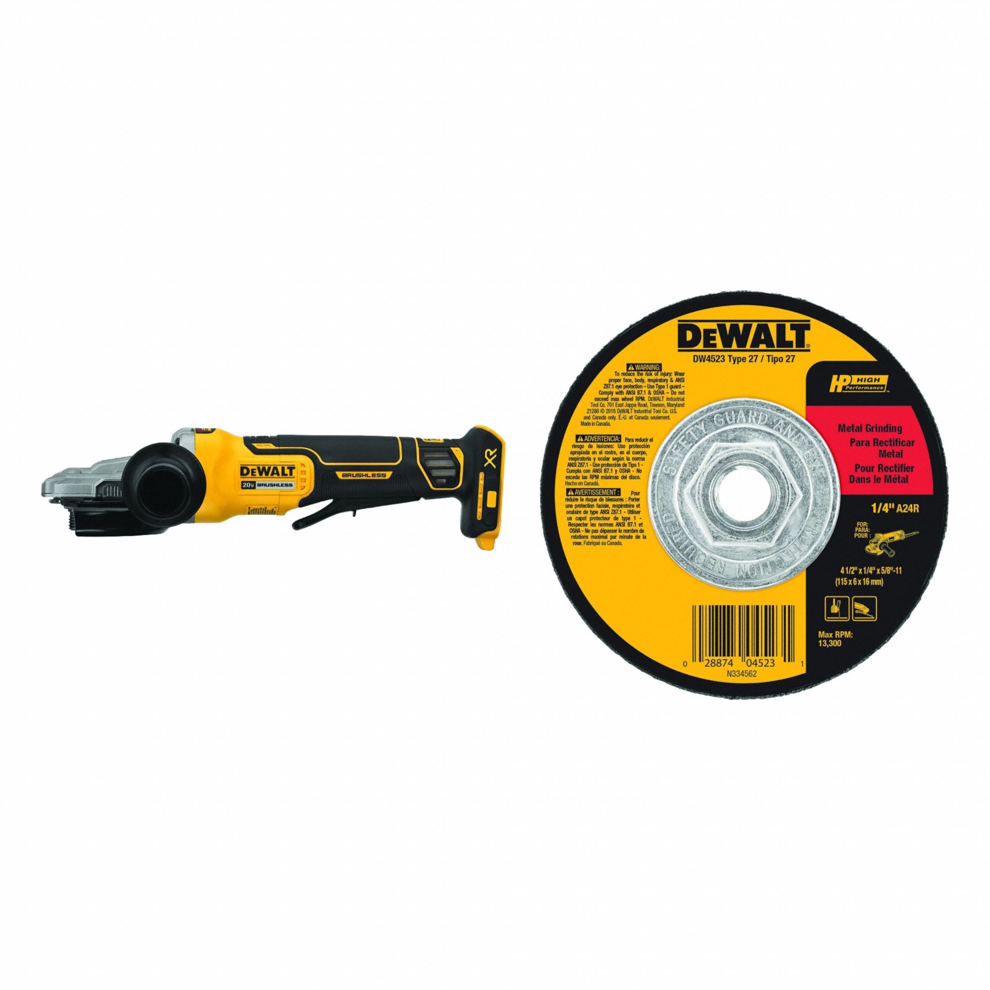 XR 20V 5IN FLATHEAD GRINDER AND 4-1/2X1/ - Grainger